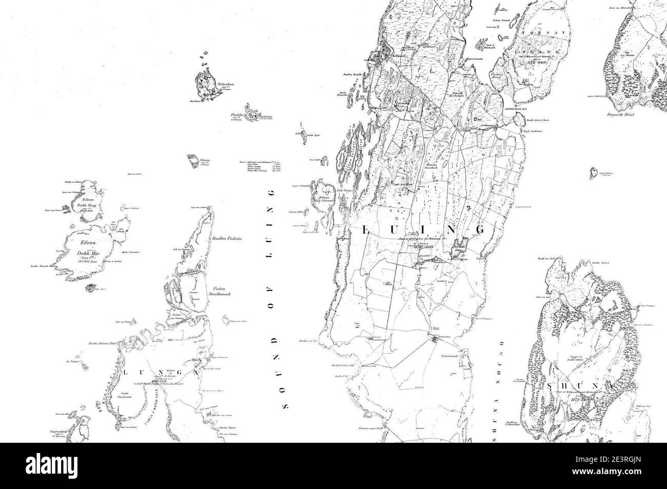 Map of Argyllshire Sheet 129, Ordnance Survey, 1868-1883 Stock Photo ...