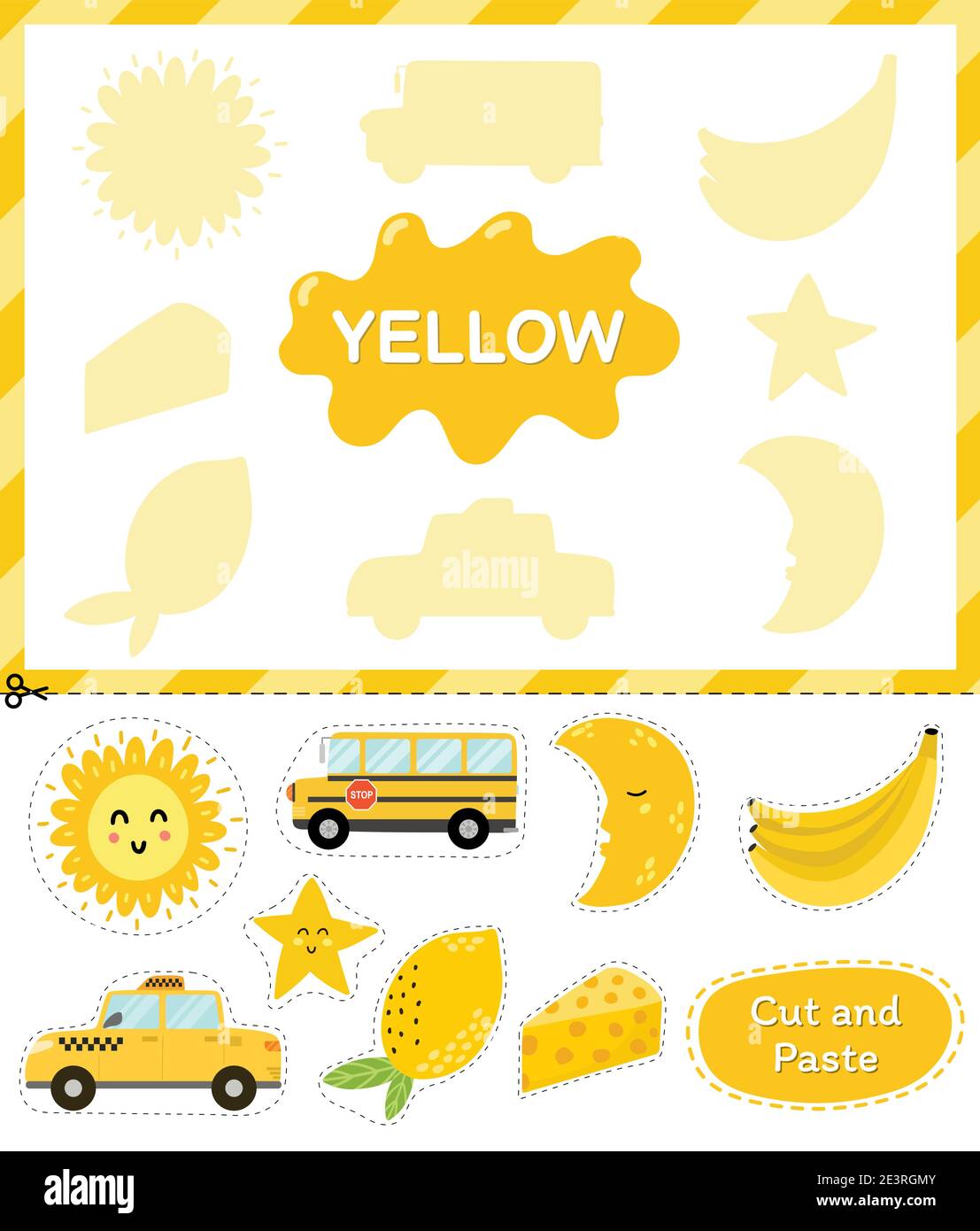 Yellow color. Cut the elements and match them with the right shadows ...