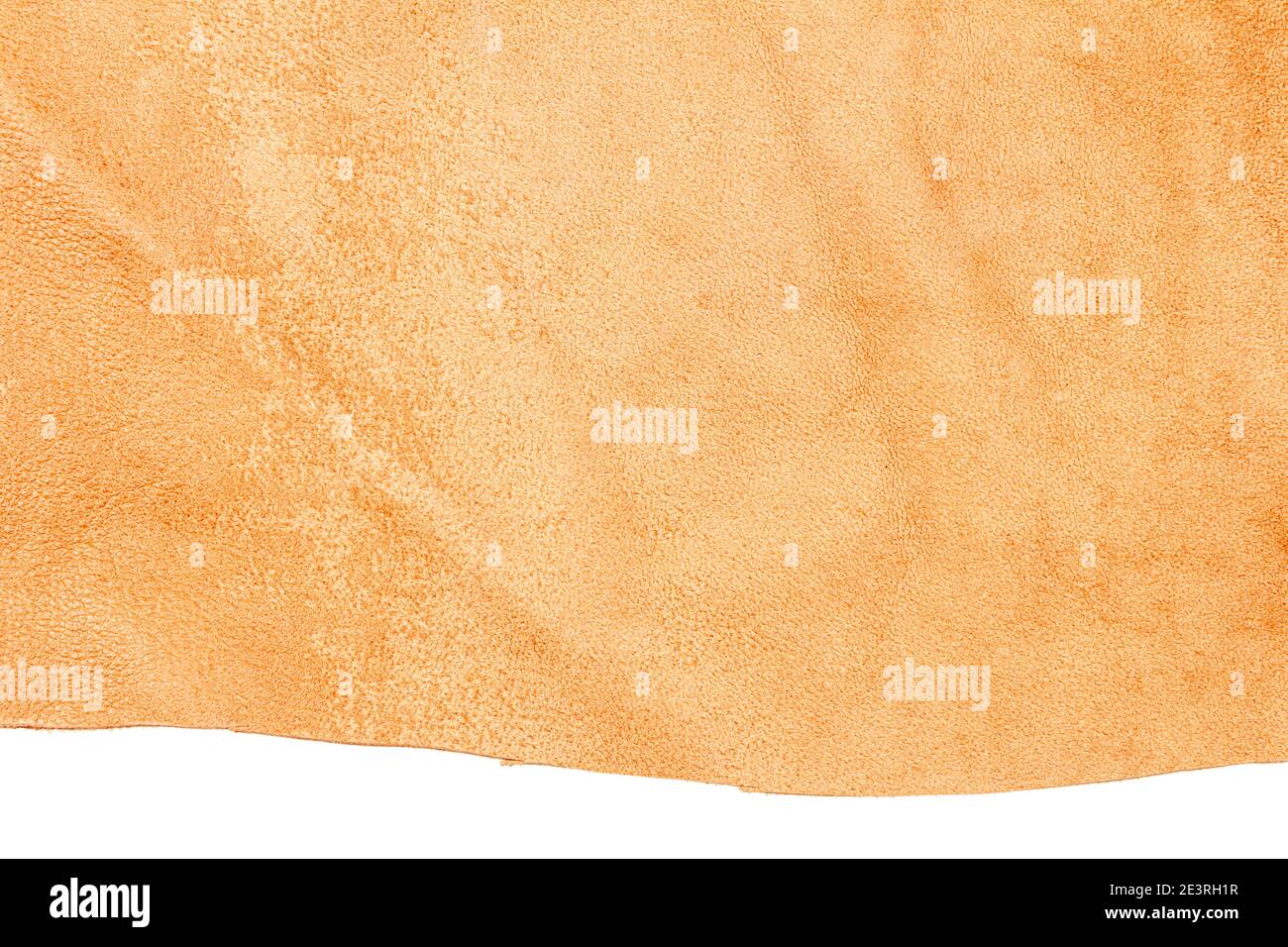Piece of brown leather isolated on white background. Back side Stock ...