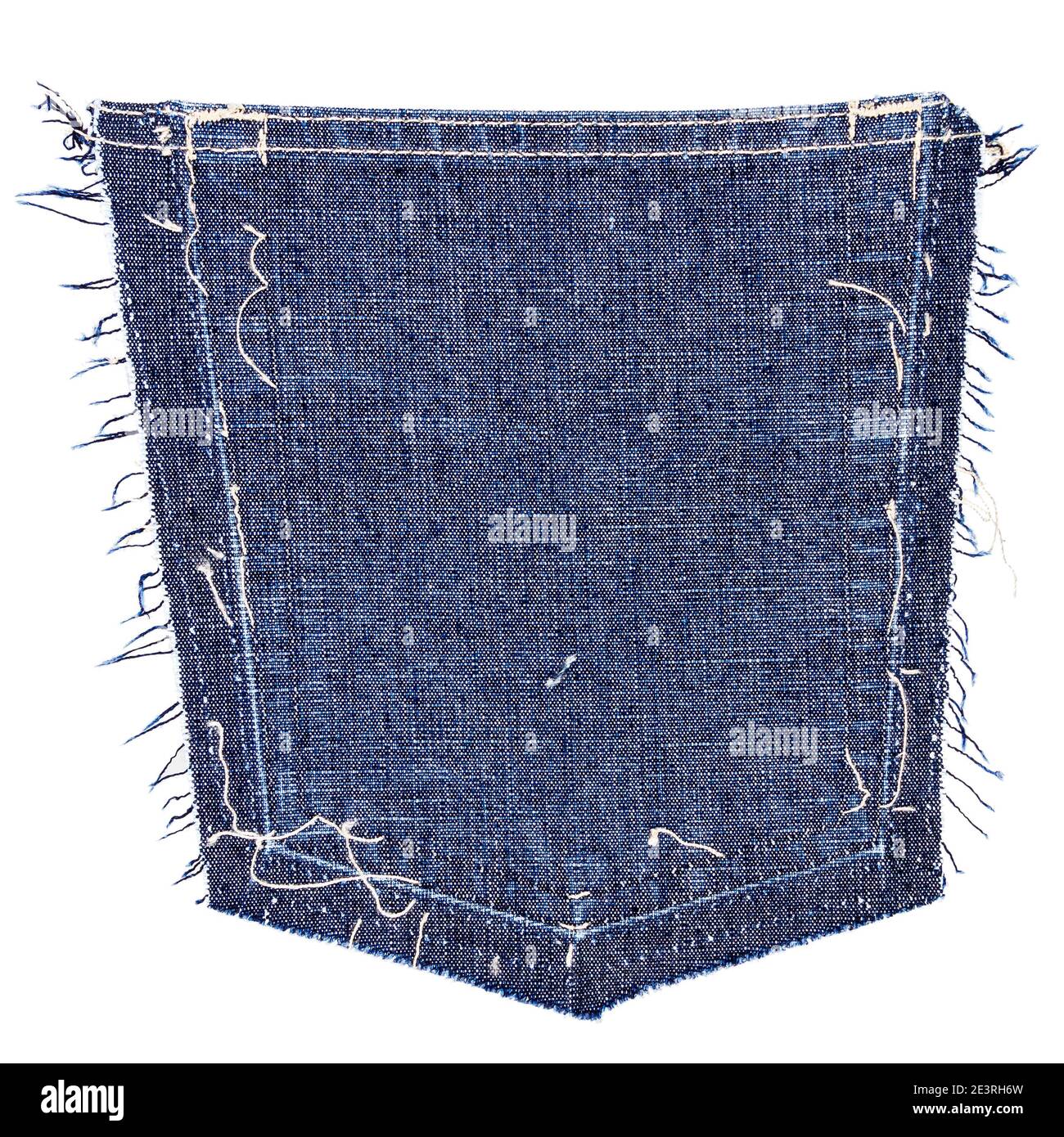 Blue denim jeans back pocket isolated on white background Stock Photo ...