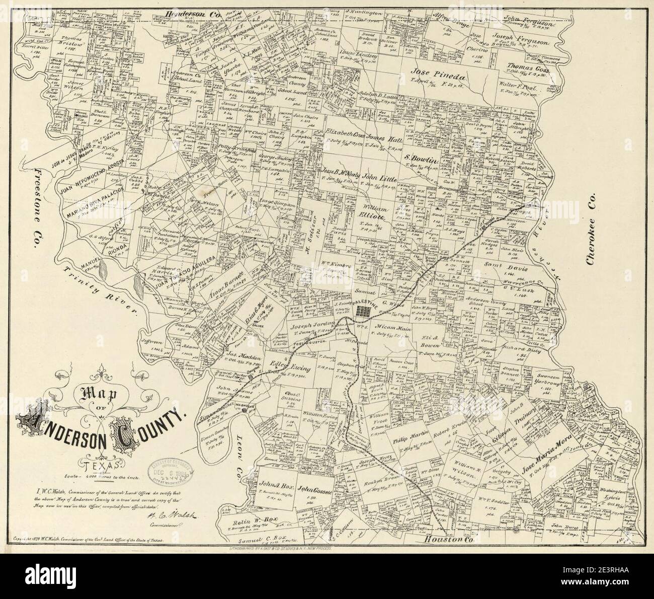 Map of Anderson County, Texas Stock Photo - Alamy