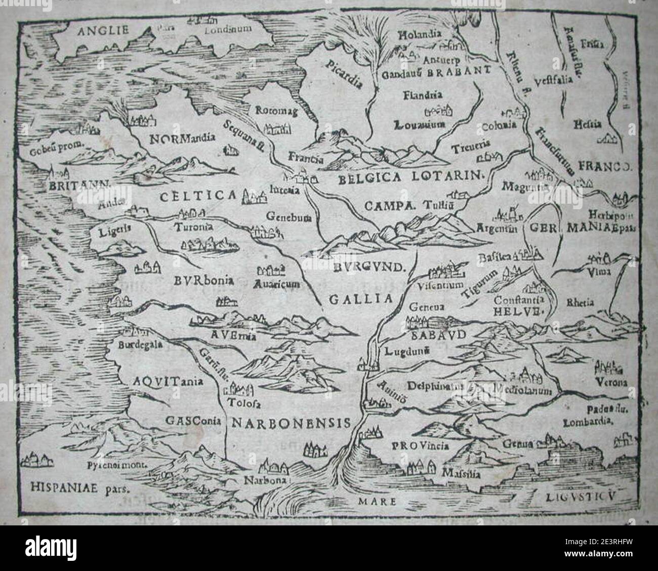 Map of ancient France (1578 Stock Photo - Alamy