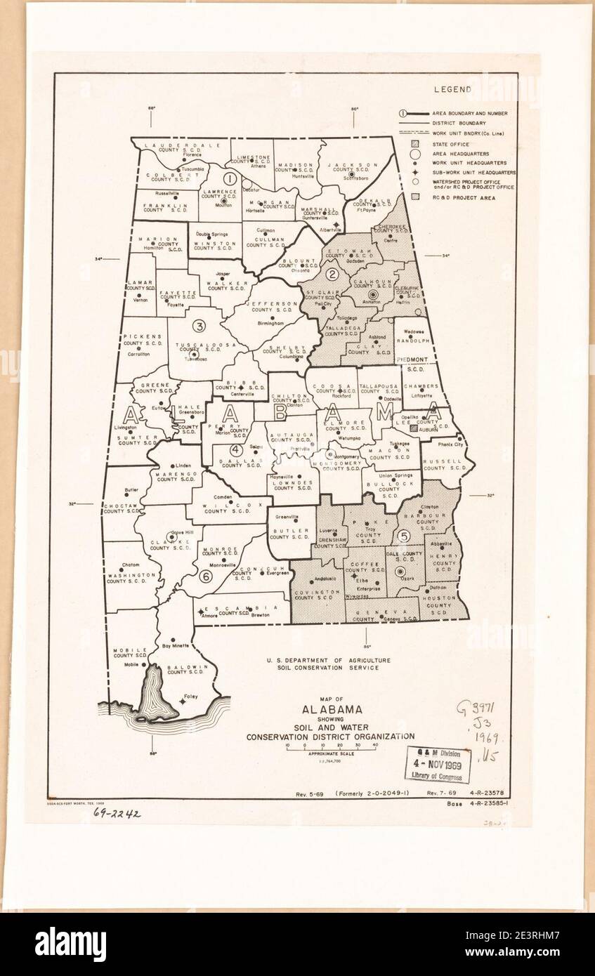Map of Alabama showing soil and water conservation district ...