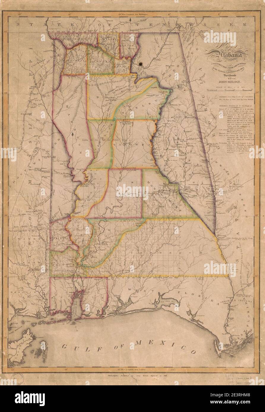 Map of Alabama constructed from the surveys in the General Land Office ...