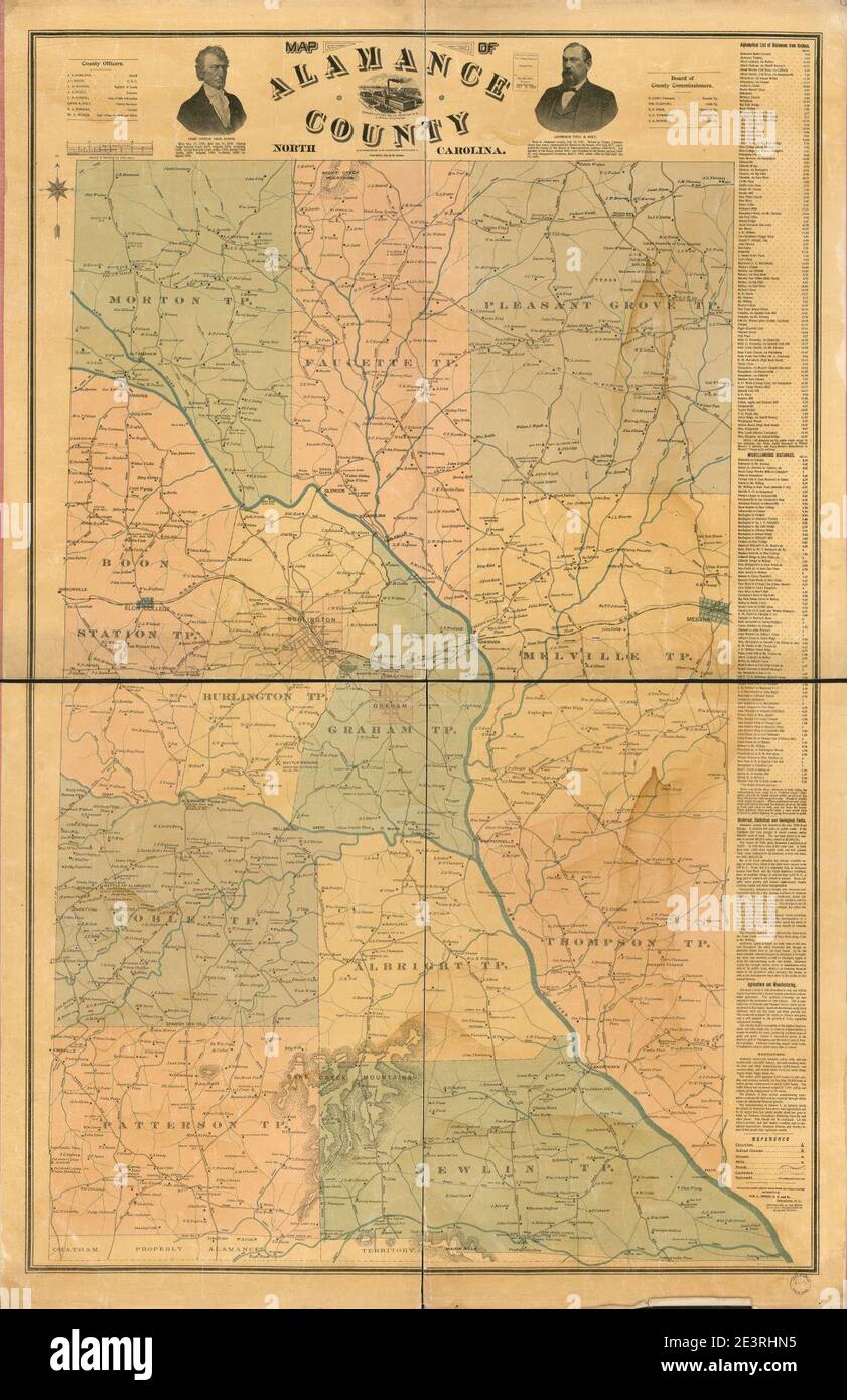 Map of Alamance County, North Carolina Stock Photo - Alamy