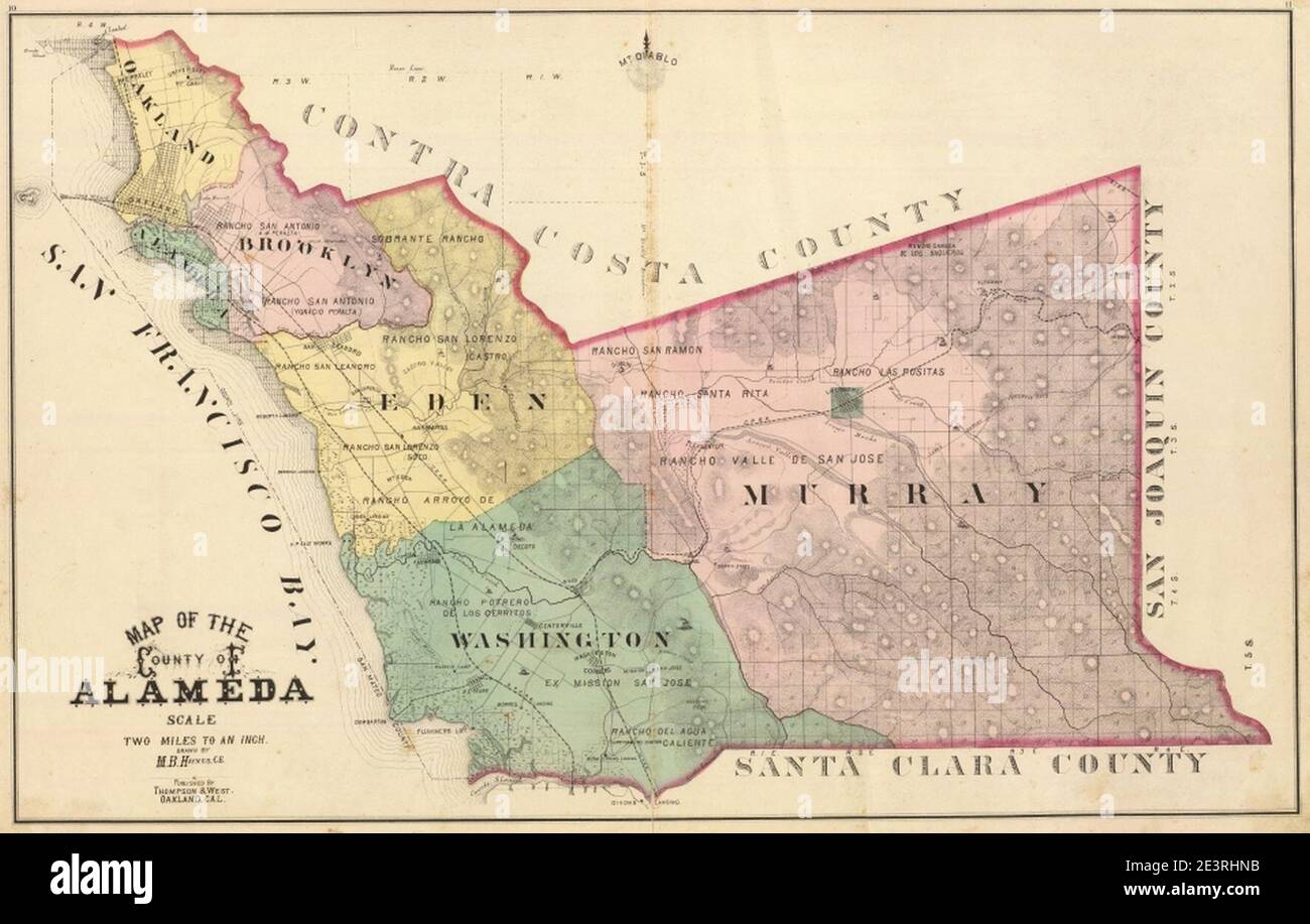 Map of Alameda County 1878 LARGE Stock Photo - Alamy