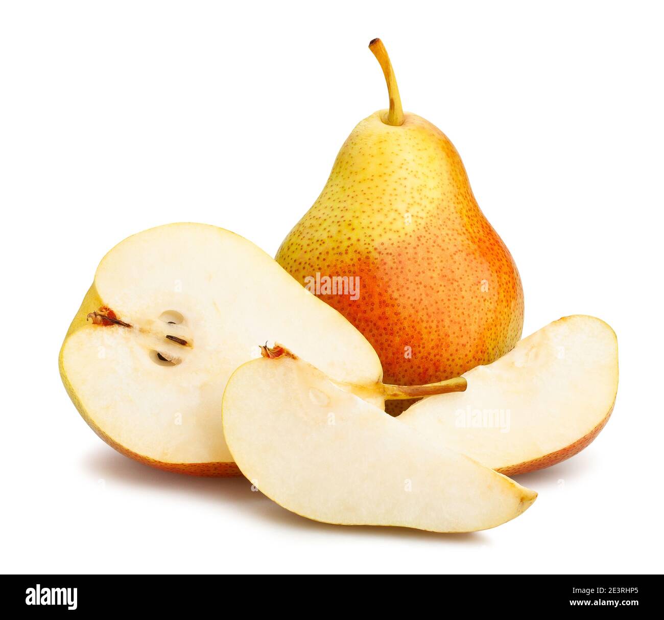 sliced duchess pear in path isolated on white Stock Photo - Alamy