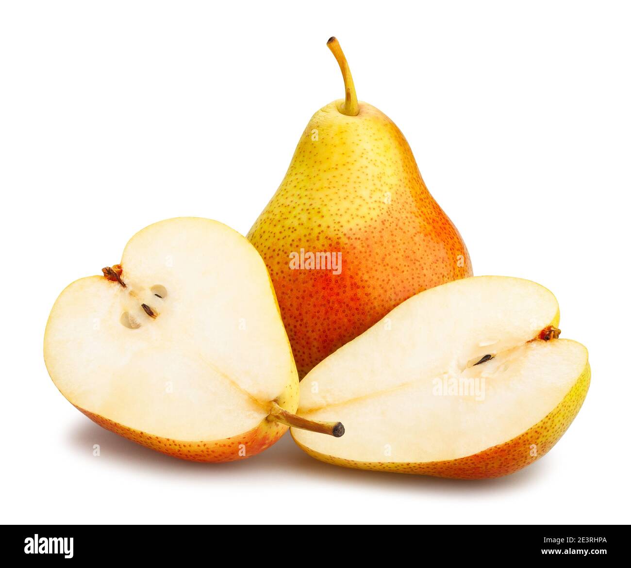sliced duchess pear in path isolated on white Stock Photo - Alamy