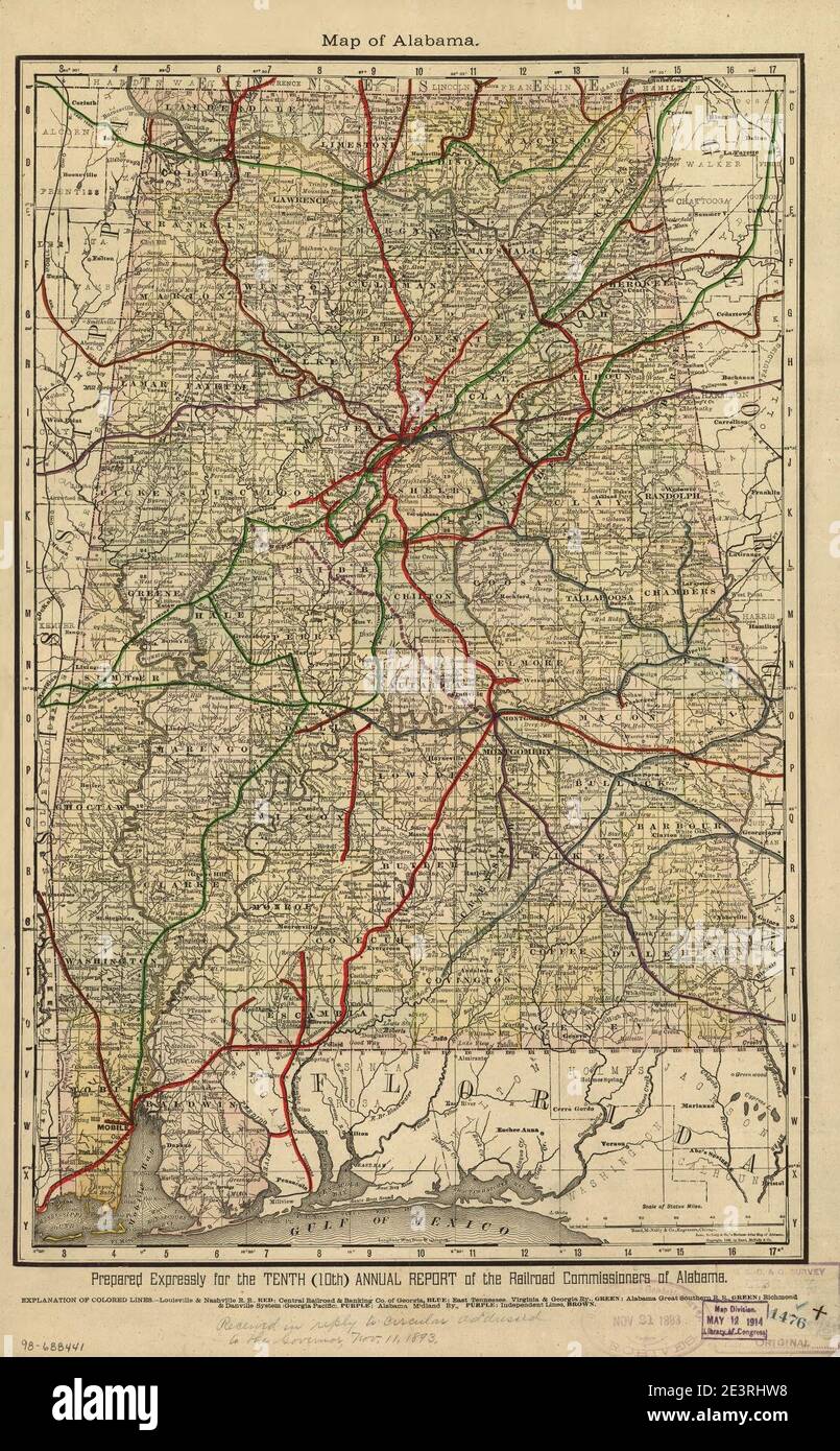 Map of Alabama Stock Photo - Alamy
