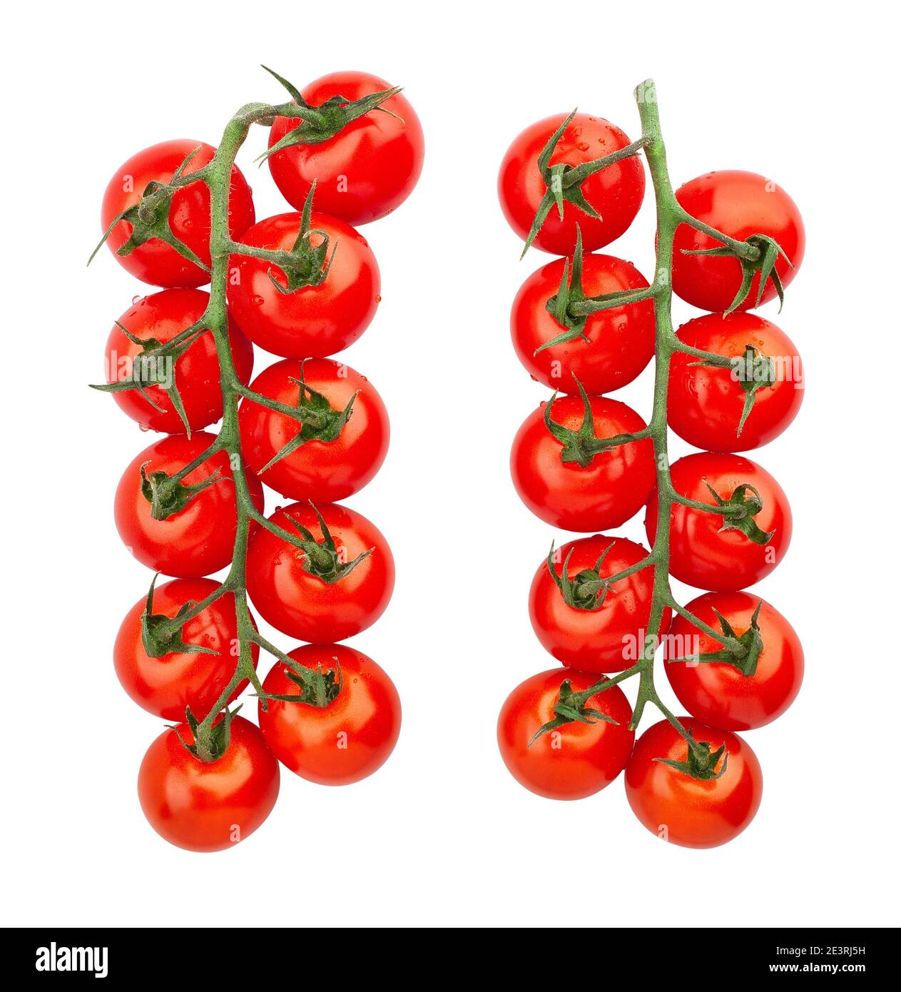 cherry tomato branch path isolated on white top view Stock Photo - Alamy