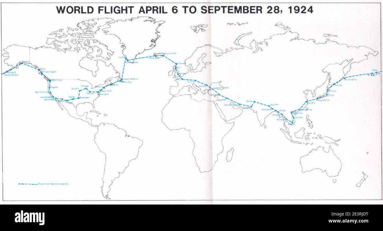 Map of 1924 Round The World Flight Stock Photo - Alamy