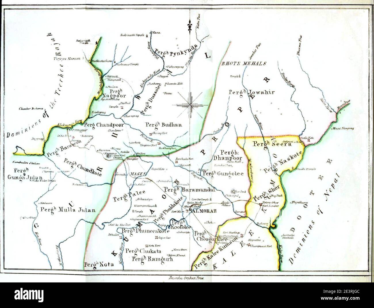 Map Kumaon 1851 Stock Photo - Alamy