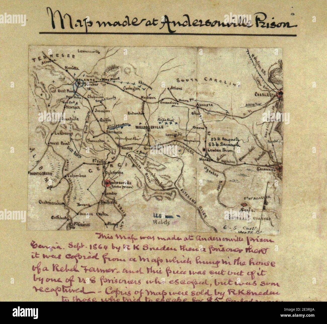 Map made at Andersonville Prison (Sept. 1864 Stock Photo - Alamy