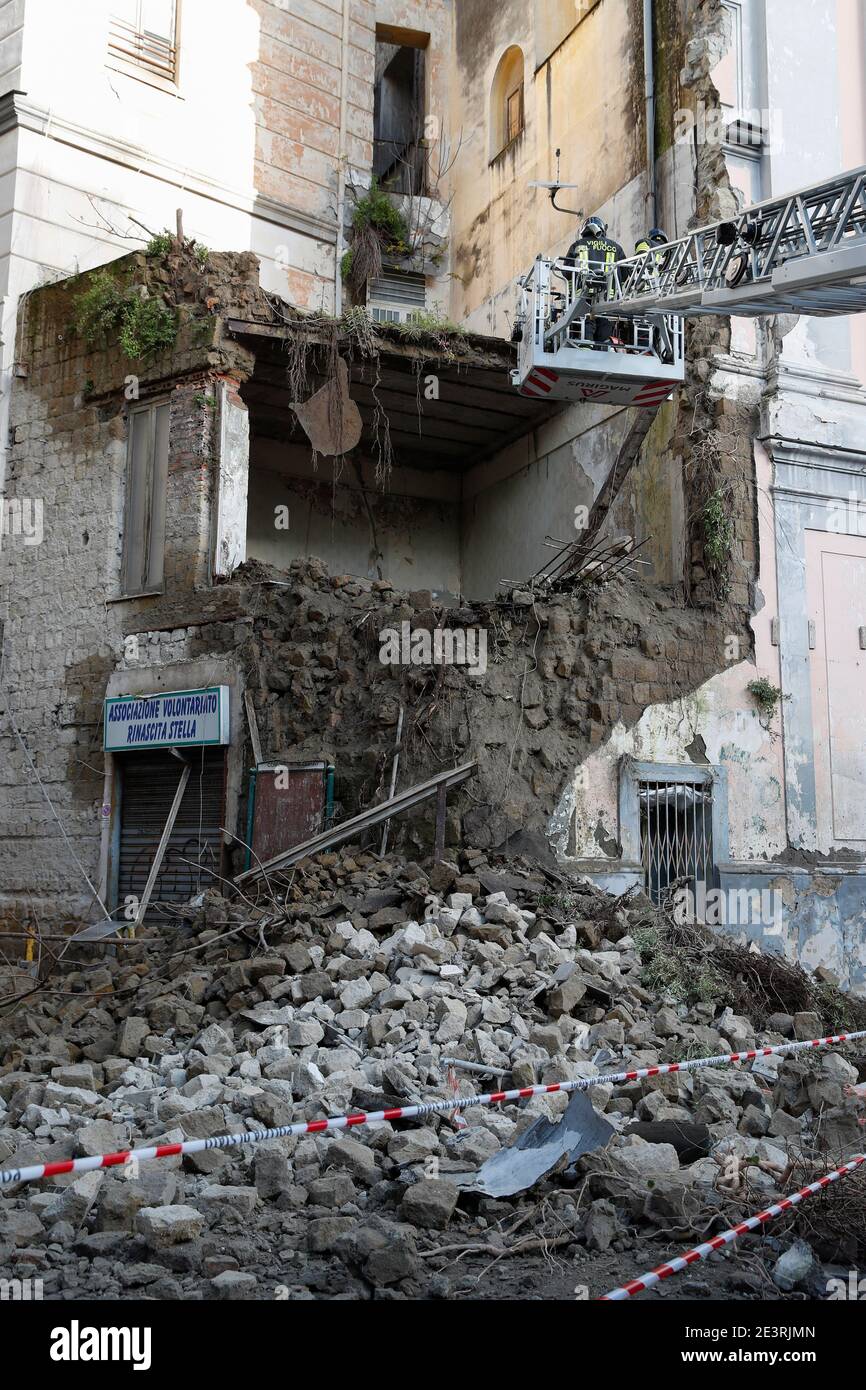 Naples, Italy. 20th Jan, 2021. A facade of a building attached to the ...