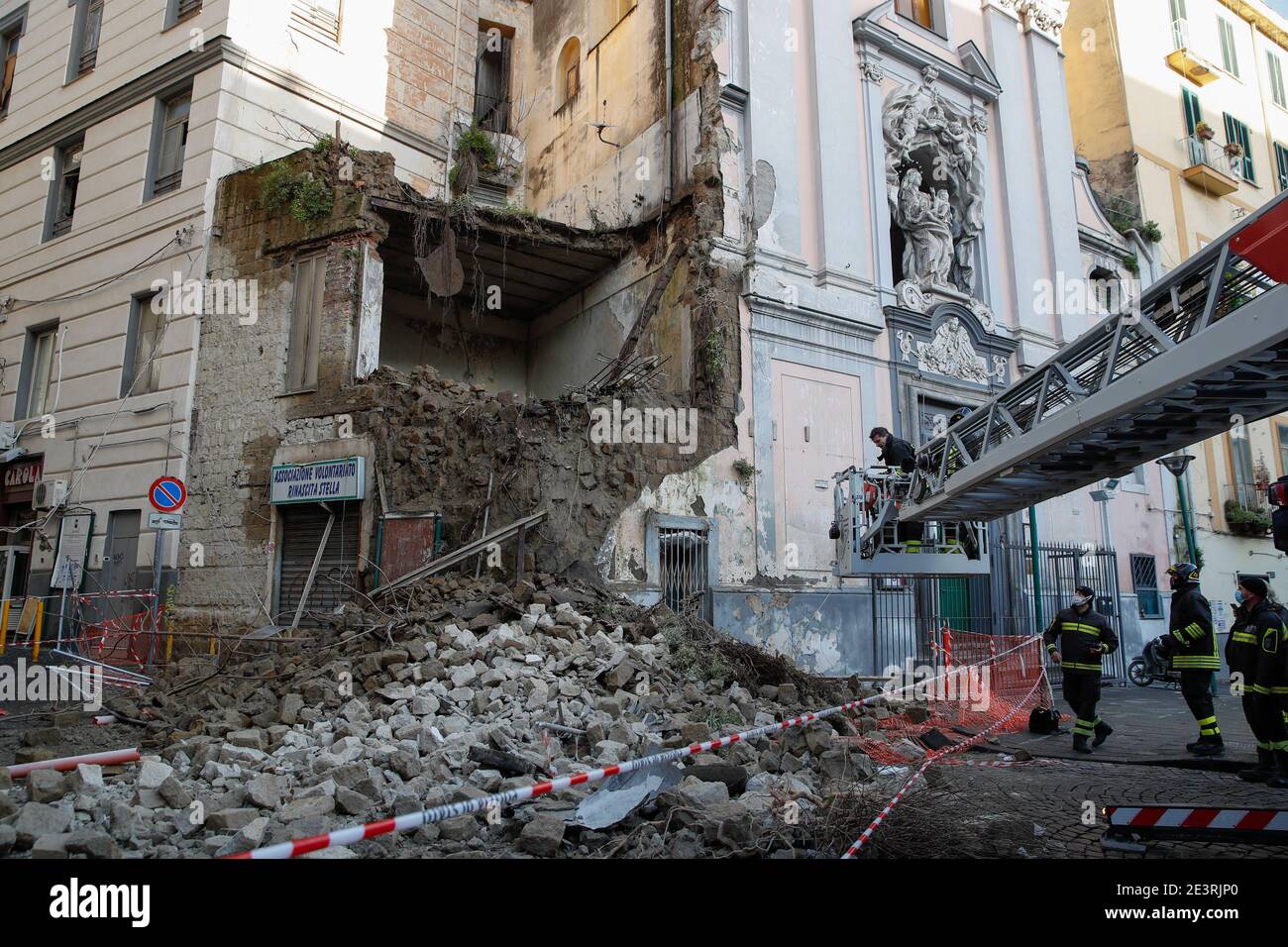Naples, Italy. 20th Jan, 2021. A facade of a building attached to the ...