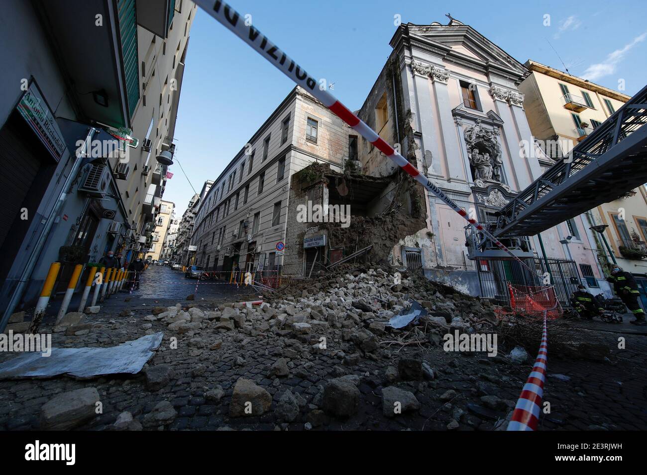 Naples, Italy. 20th Jan, 2021. A facade of a building attached to the ...