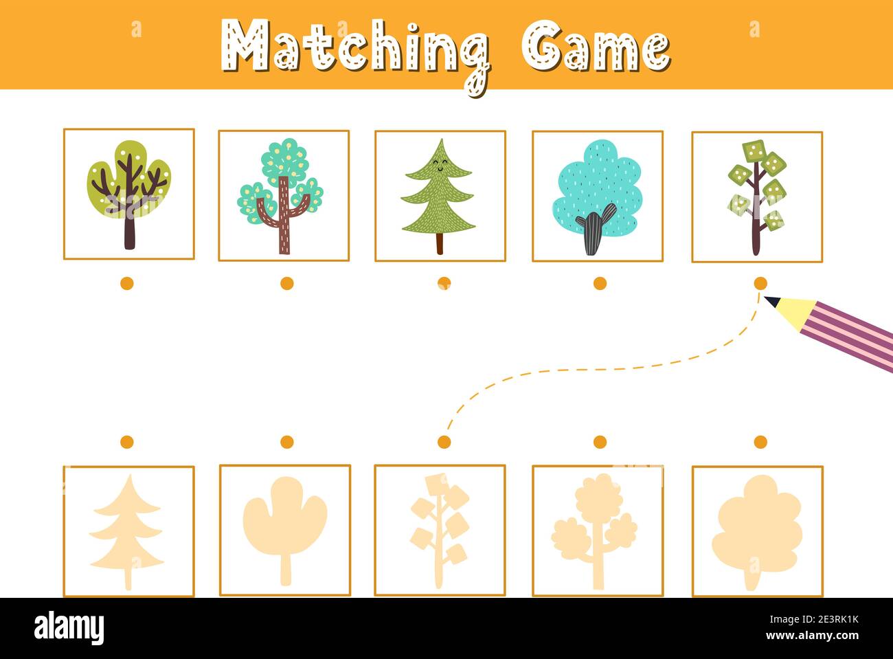 Find the correct shadow. Matching game with cute trees. Funny activity ...