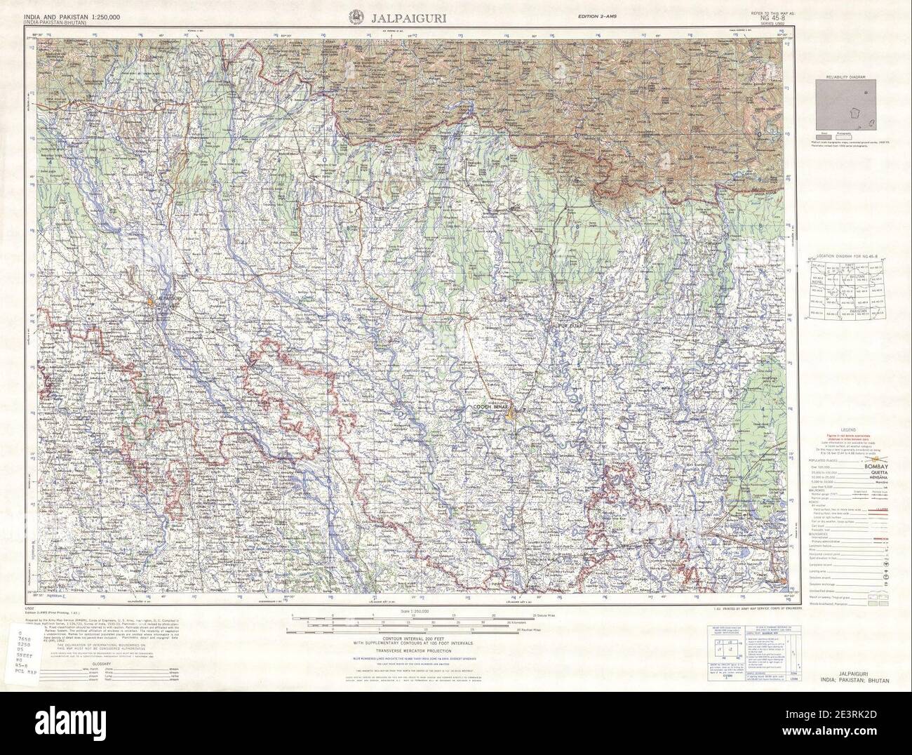 Map India and Pakistan 1-250,000 Tile NG 45-8 Jalpaiguri Stock Photo ...