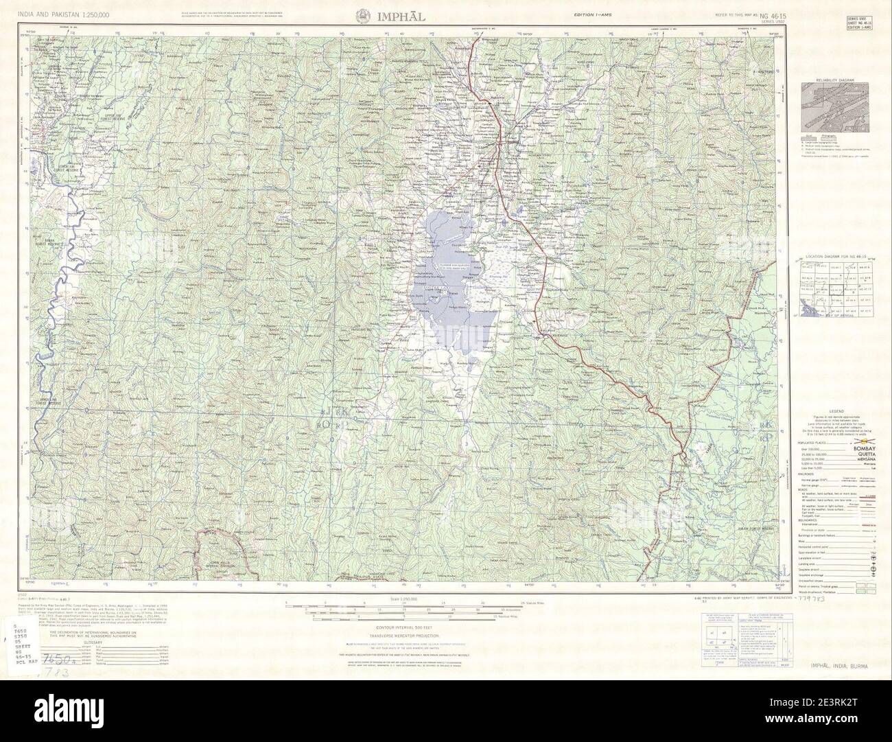 Map India and Pakistan 1-250,000 Tile NG 46-15 Imphal Stock Photo - Alamy