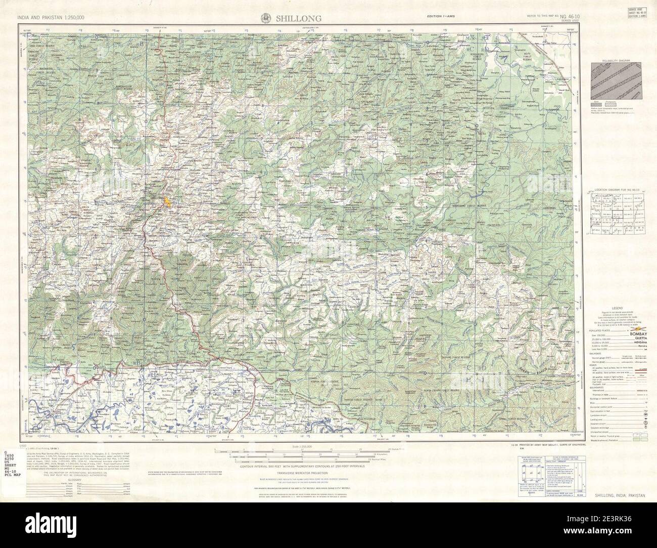 Map India and Pakistan 1-250,000 Tile NG 46-10 Shillong Stock Photo - Alamy