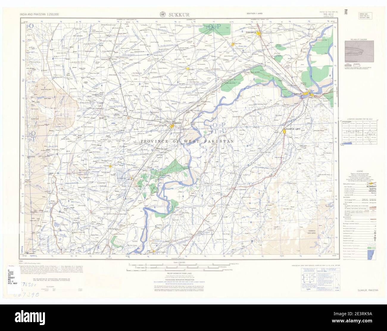 Map India and Pakistan 1-250,000 Tile NG 42-2 Sukkur Stock Photo - Alamy