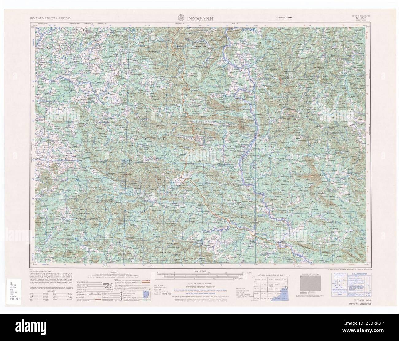 Map India and Pakistan 1-250,000 Tile NF 45-9 Deogarh Stock Photo - Alamy
