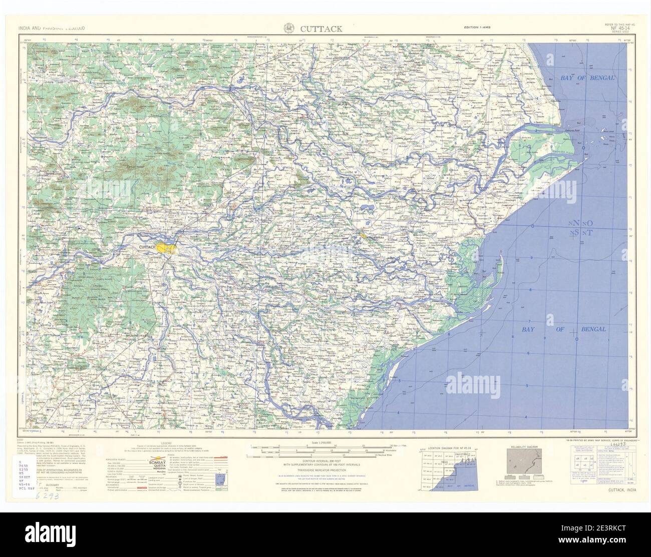 Map India and Pakistan 1-250,000 Tile NF 45-14 Cuttack Stock Photo - Alamy