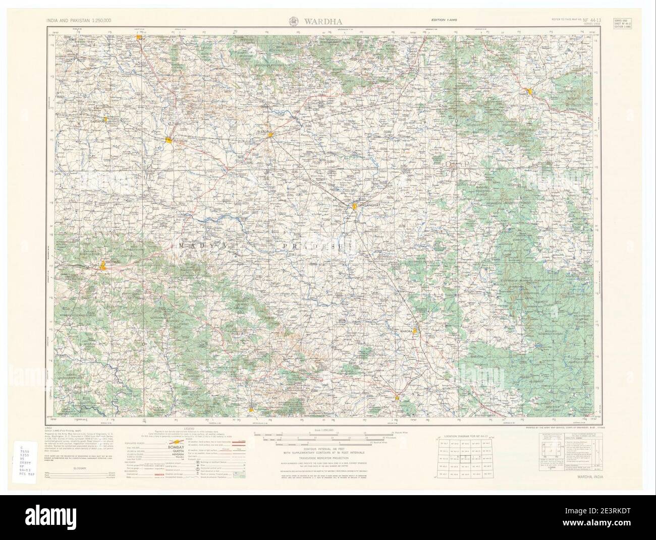 Map India and Pakistan 1-250,000 Tile NF 44-13 Wardha Stock Photo - Alamy