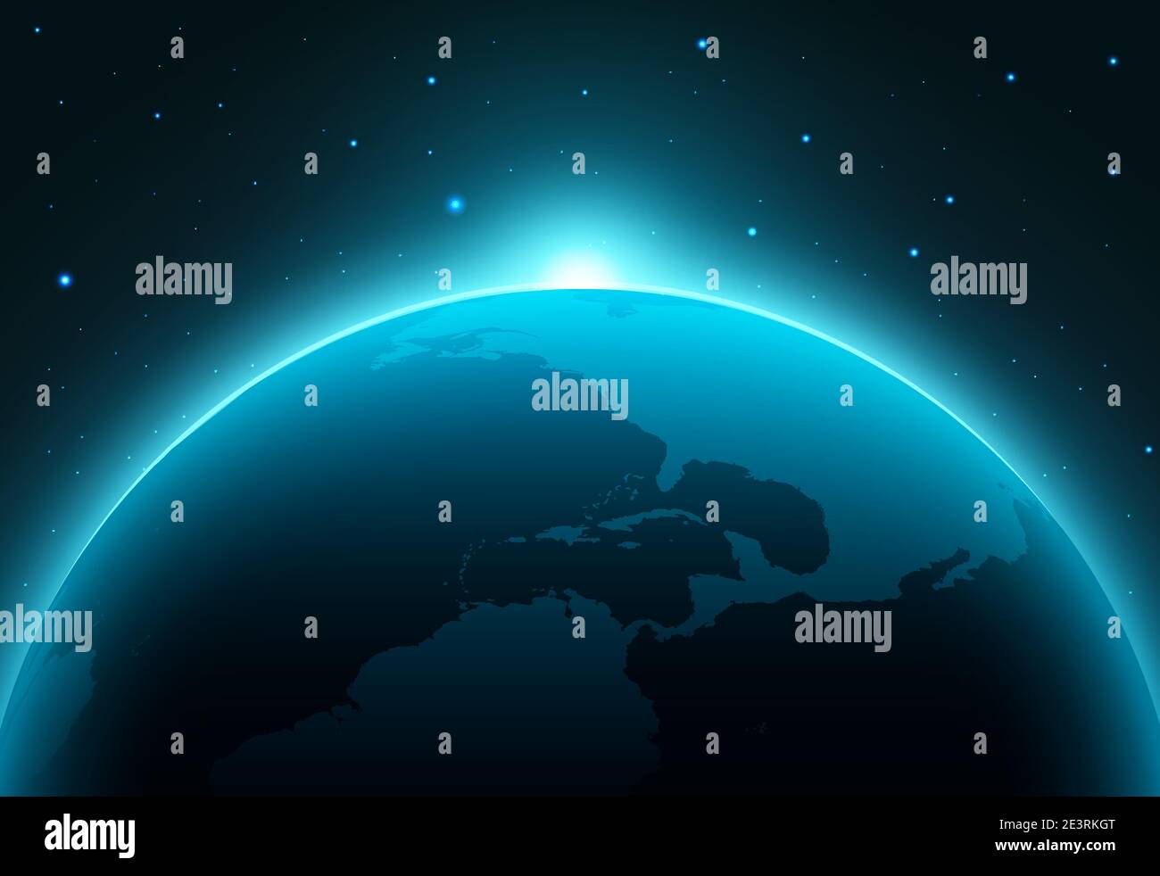 Solar eclipse planet earth space horizon. Earth planet world vector ...