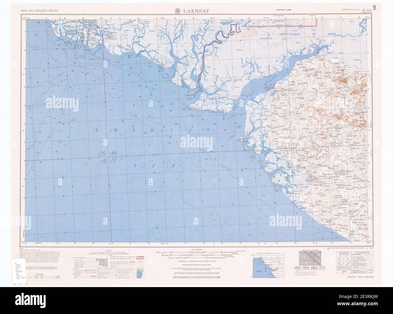 Map India and Pakistan 1-250,000 Tile NF 42-2 Lakhpat Stock Photo - Alamy