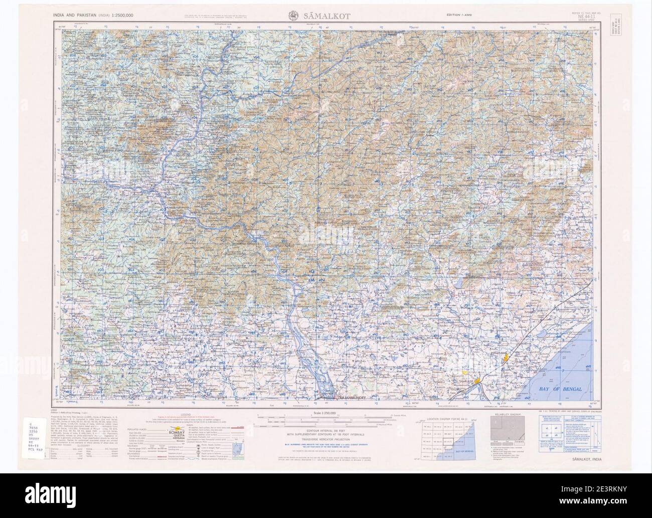 Map India and Pakistan 1-250,000 Tile NE 44-11 Samalkot Stock Photo - Alamy