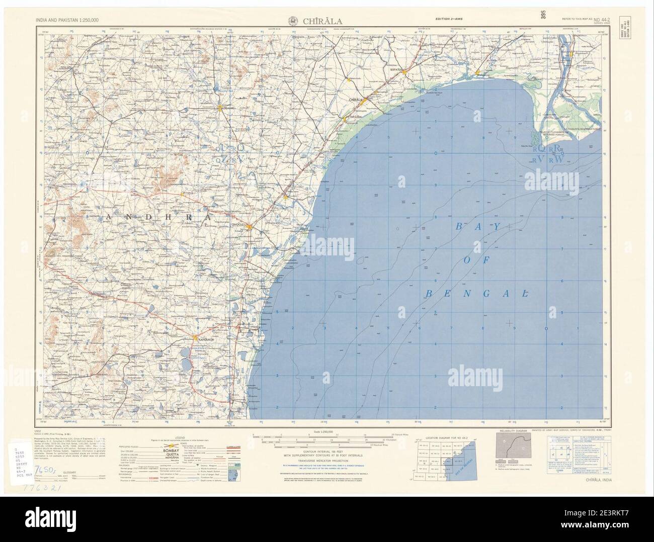 Map India and Pakistan 1-250,000 Tile ND 44-2 Chirala Stock Photo - Alamy