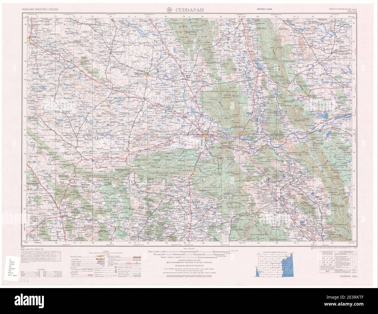 Map India and Pakistan 1-250,000 Tile ND 44-5 Cuddapah Stock Photo - Alamy