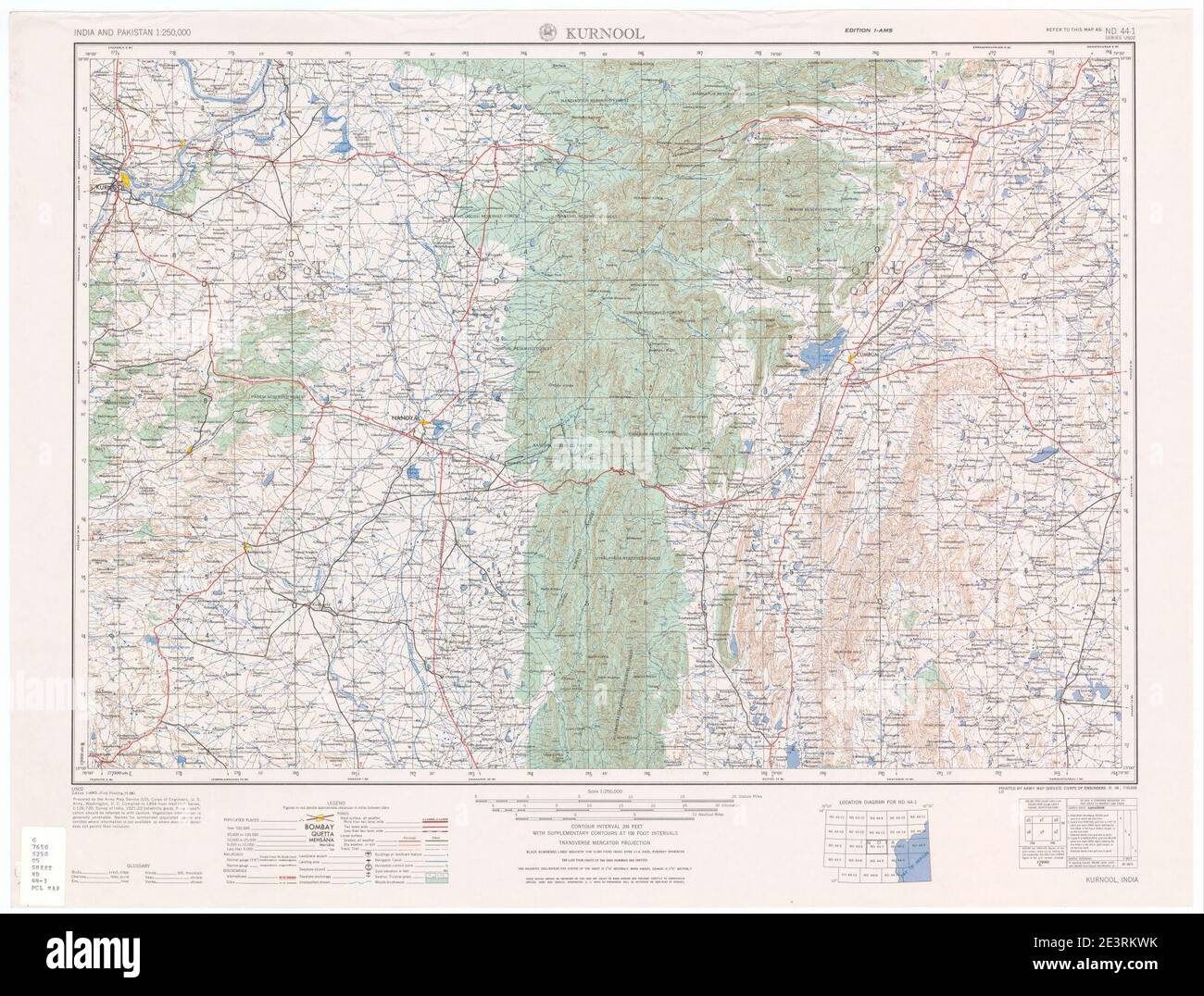 Map India and Pakistan 1-250,000 Tile ND 44-1 Kurnool Stock Photo - Alamy