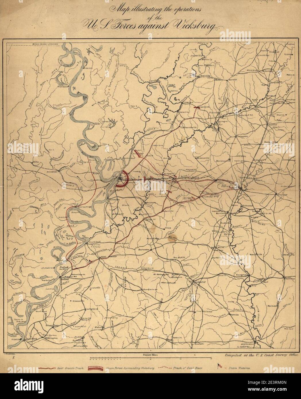 Map illustrating the operations of the U.S. forces against Vicksburg Stock Photo - Alamy