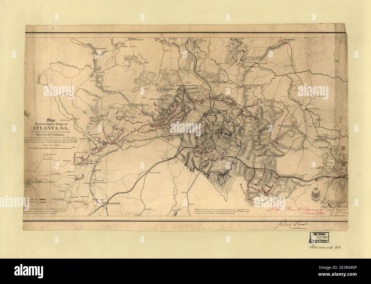 Map illustrating the siege of Atlanta, Ga., by the U.S. forces under ...