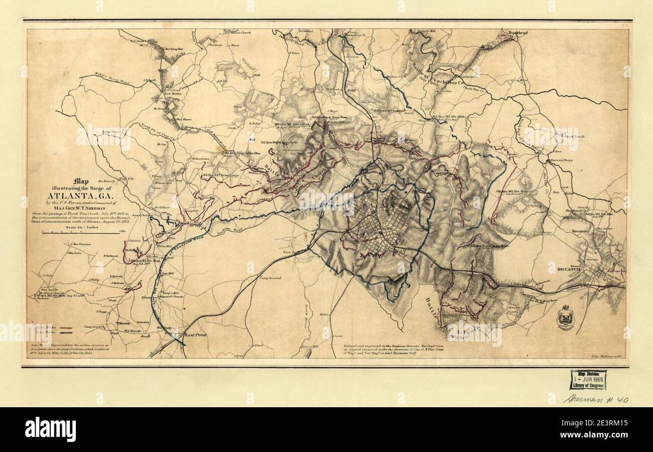 Map illustrating the siege of Atlanta, Ga. by the U.S. forces, under ...