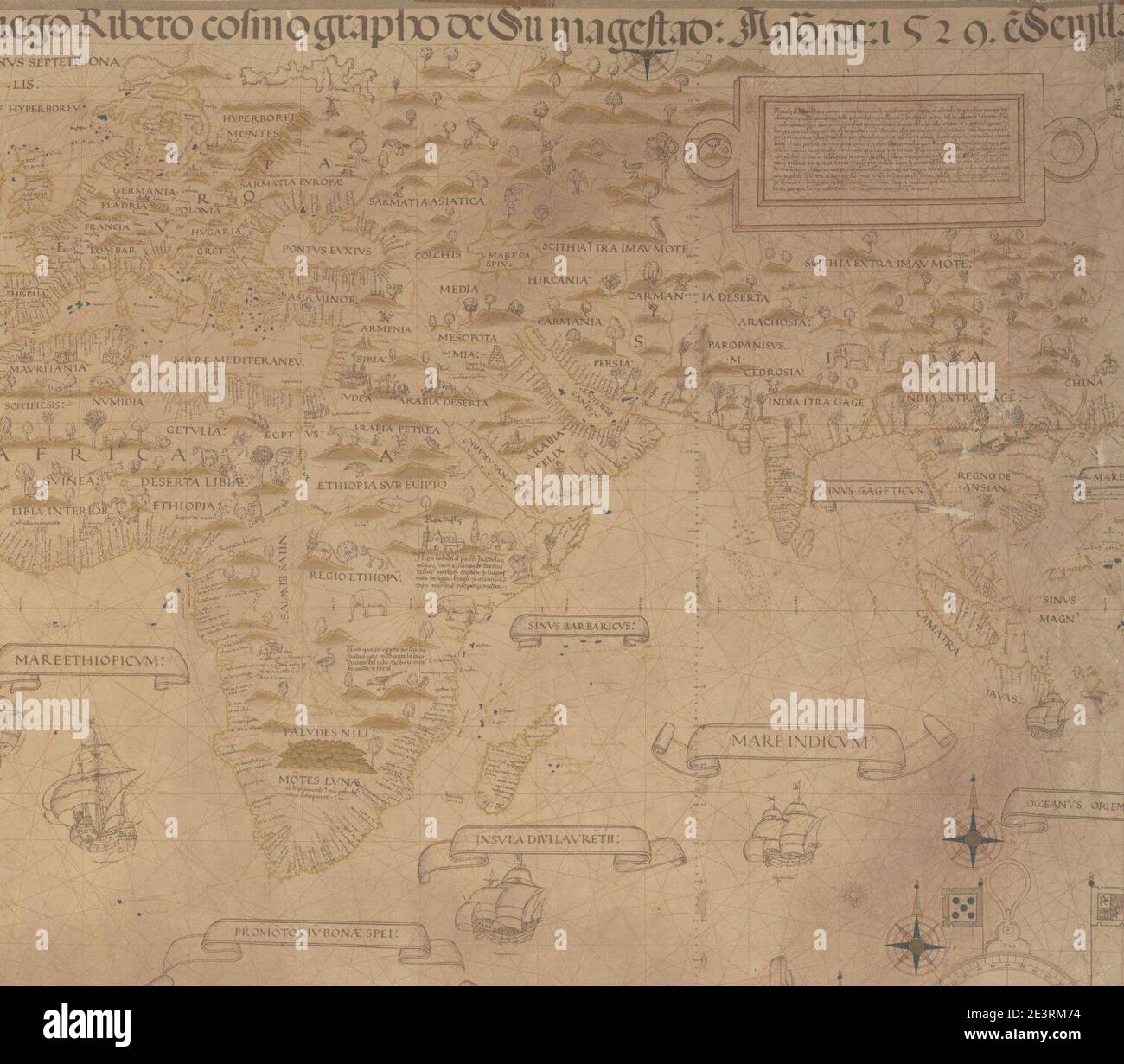 Map Diego Ribero 1529.E Stock Photo - Alamy