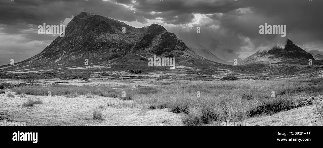 Scotland. Dramatic mountain scenery and moorland of Rannock Moor, with ...