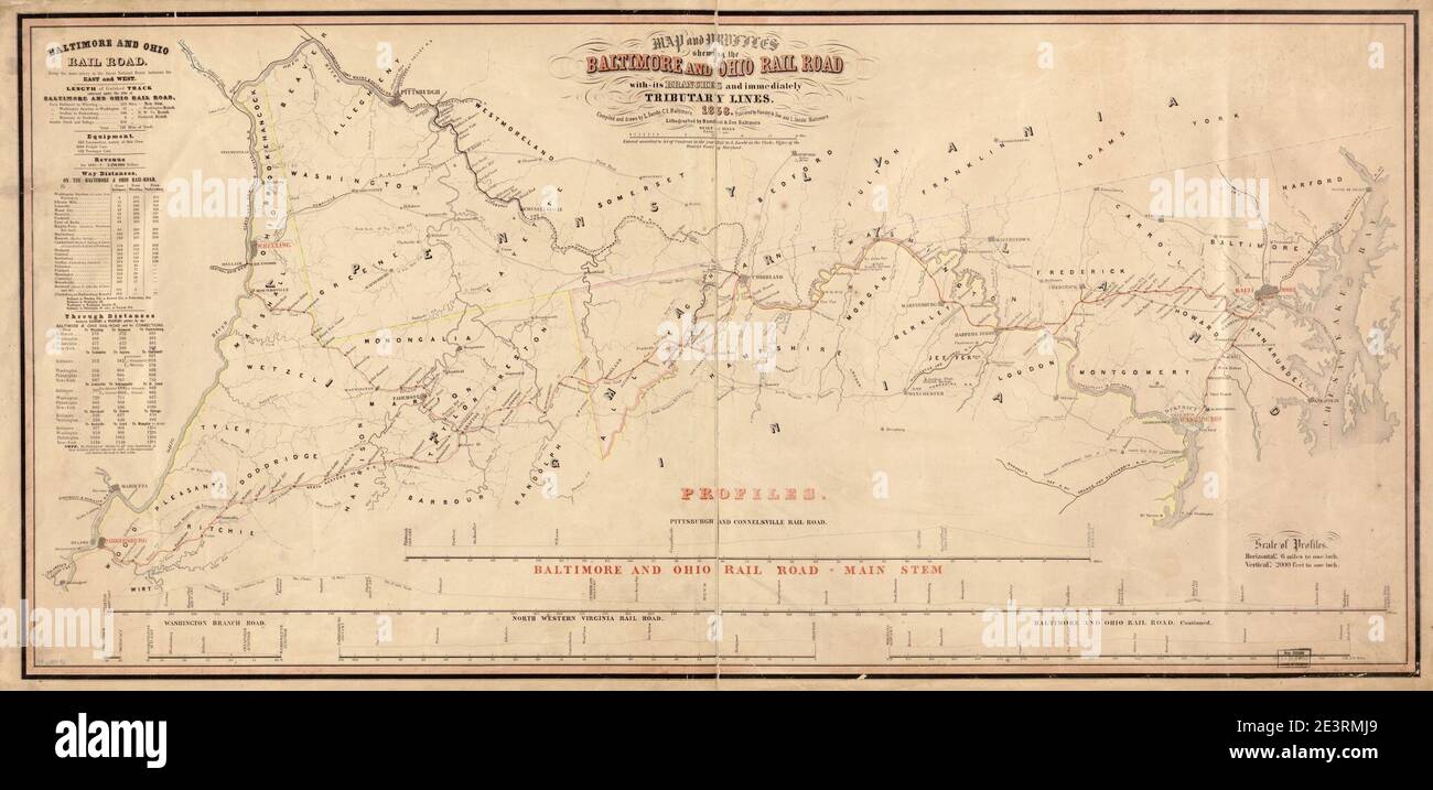 Map and profiles showing the Baltimore and Ohio Rail Road with its ...