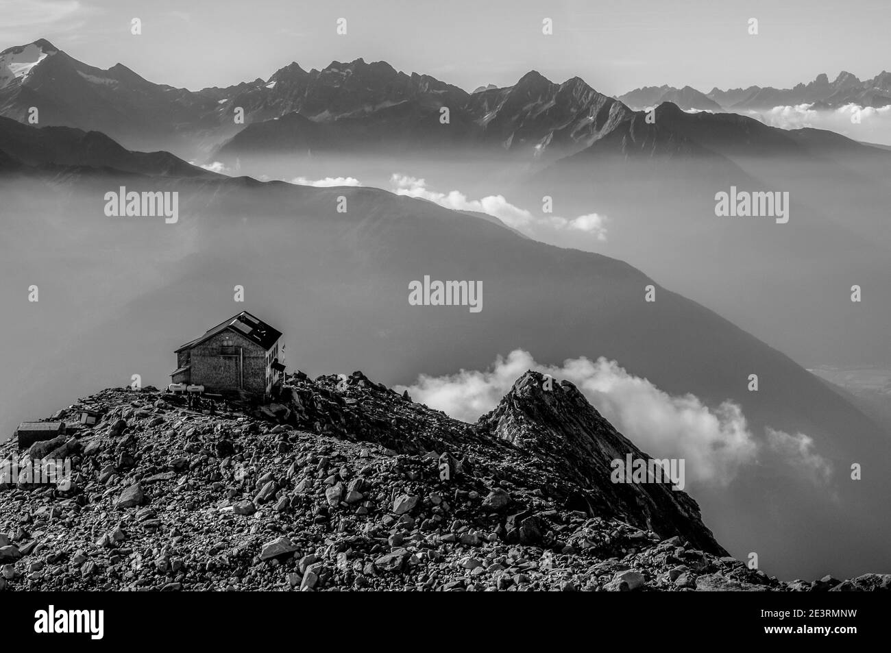 Italy, Alto Adige. Dramatic mountain images in monochrome of ...