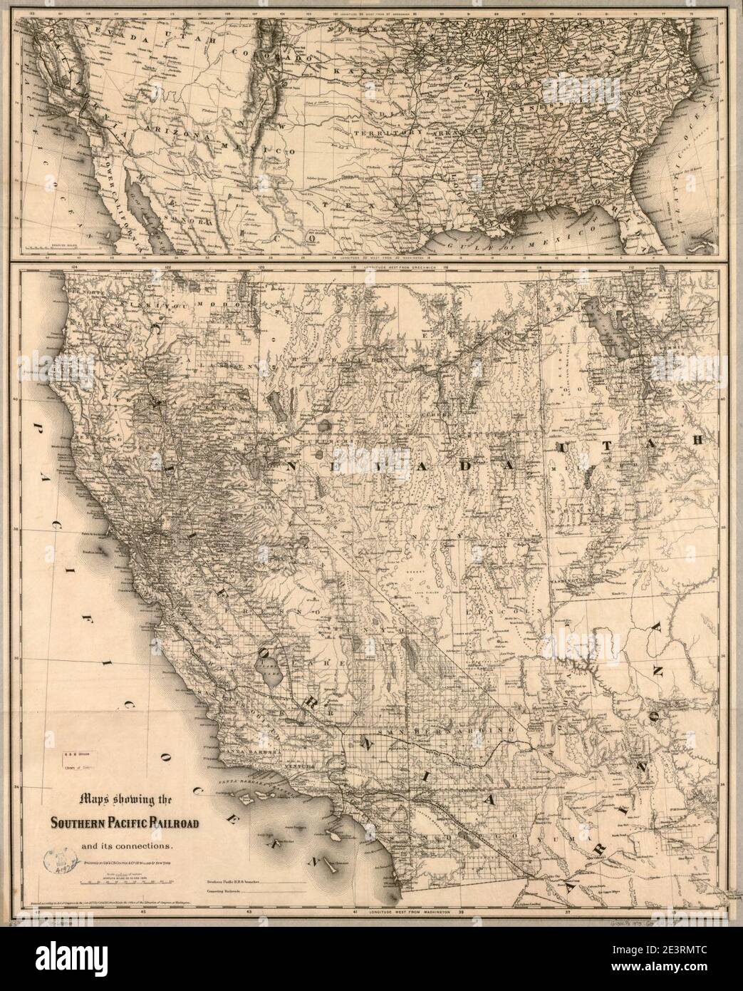 Maps showing the Southern Pacific Railroad and its connections Stock ...
