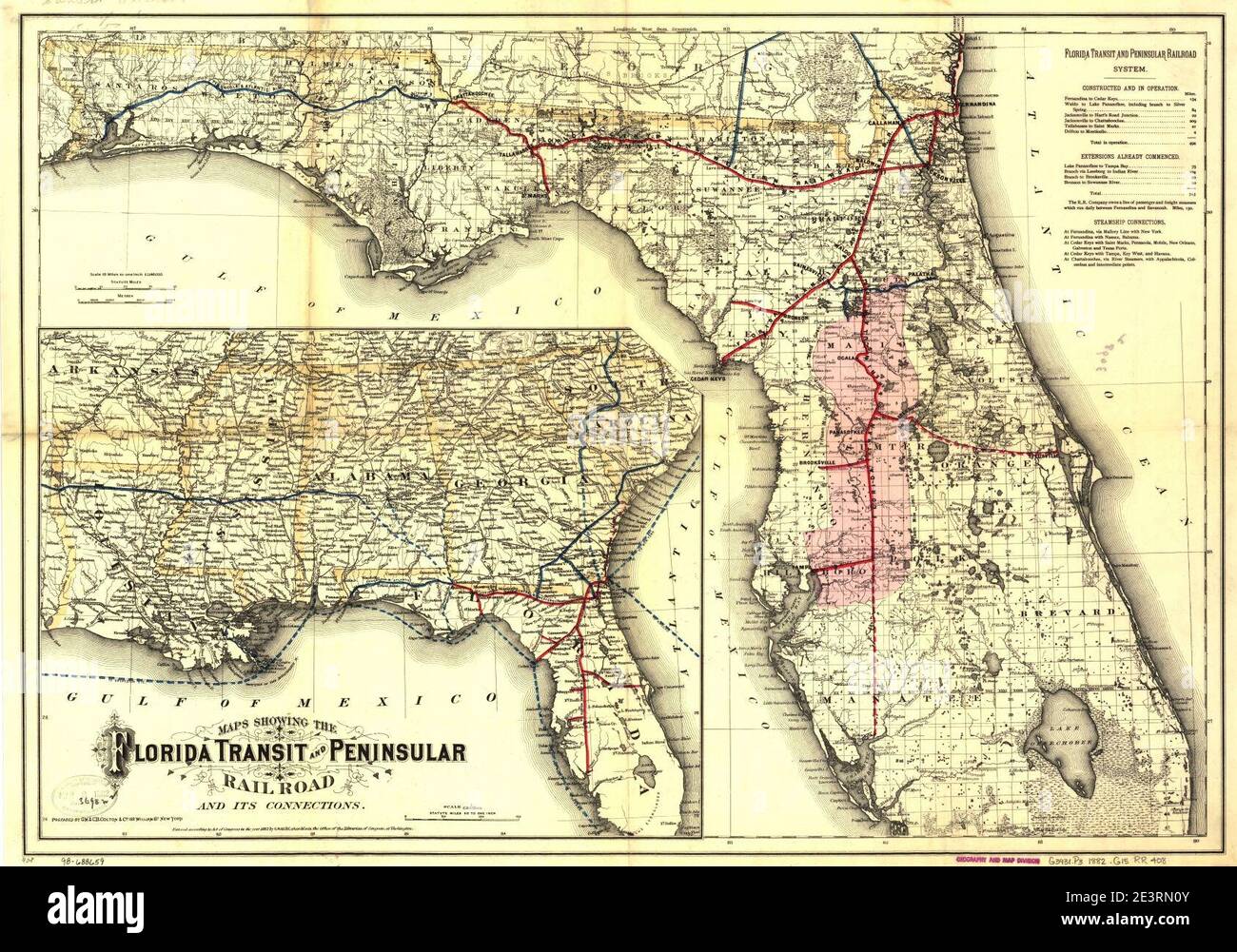 Maps showing the Florida Transit and Peninsula Rail Road and its ...