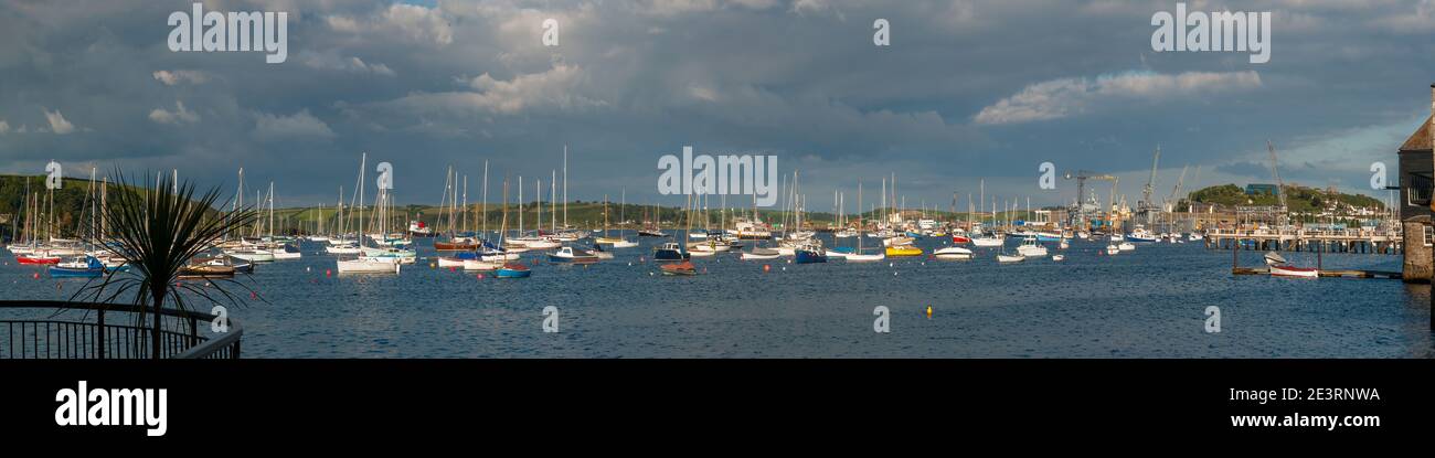 FALMOUTH, CORNWALL, UK - JUNE 07, 2009: Panorama view of Falmouth ...