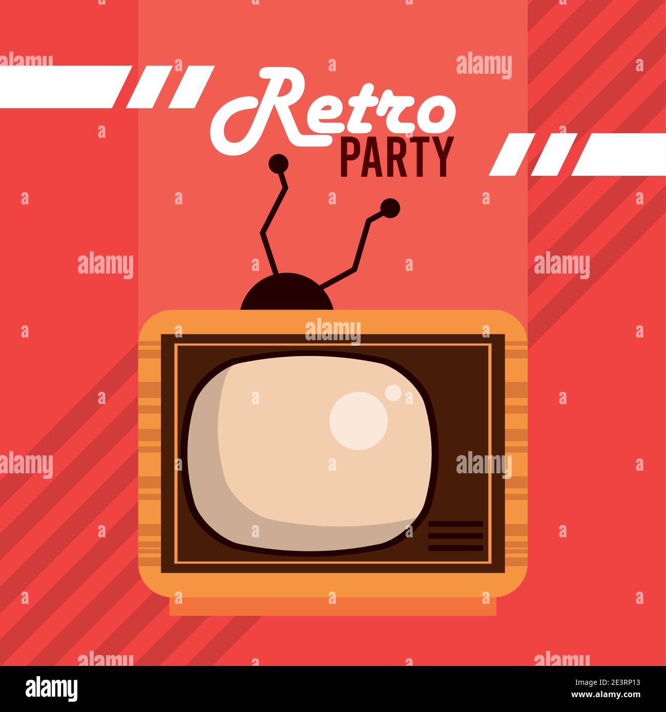 retro party lettering poster with tv vector illustration design Stock ...