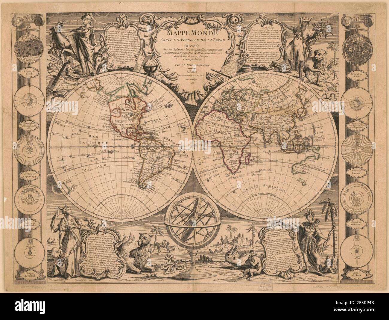 Mappe-monde, carte universelle de la terre - dressée sur les relations les plus nouvelles ...