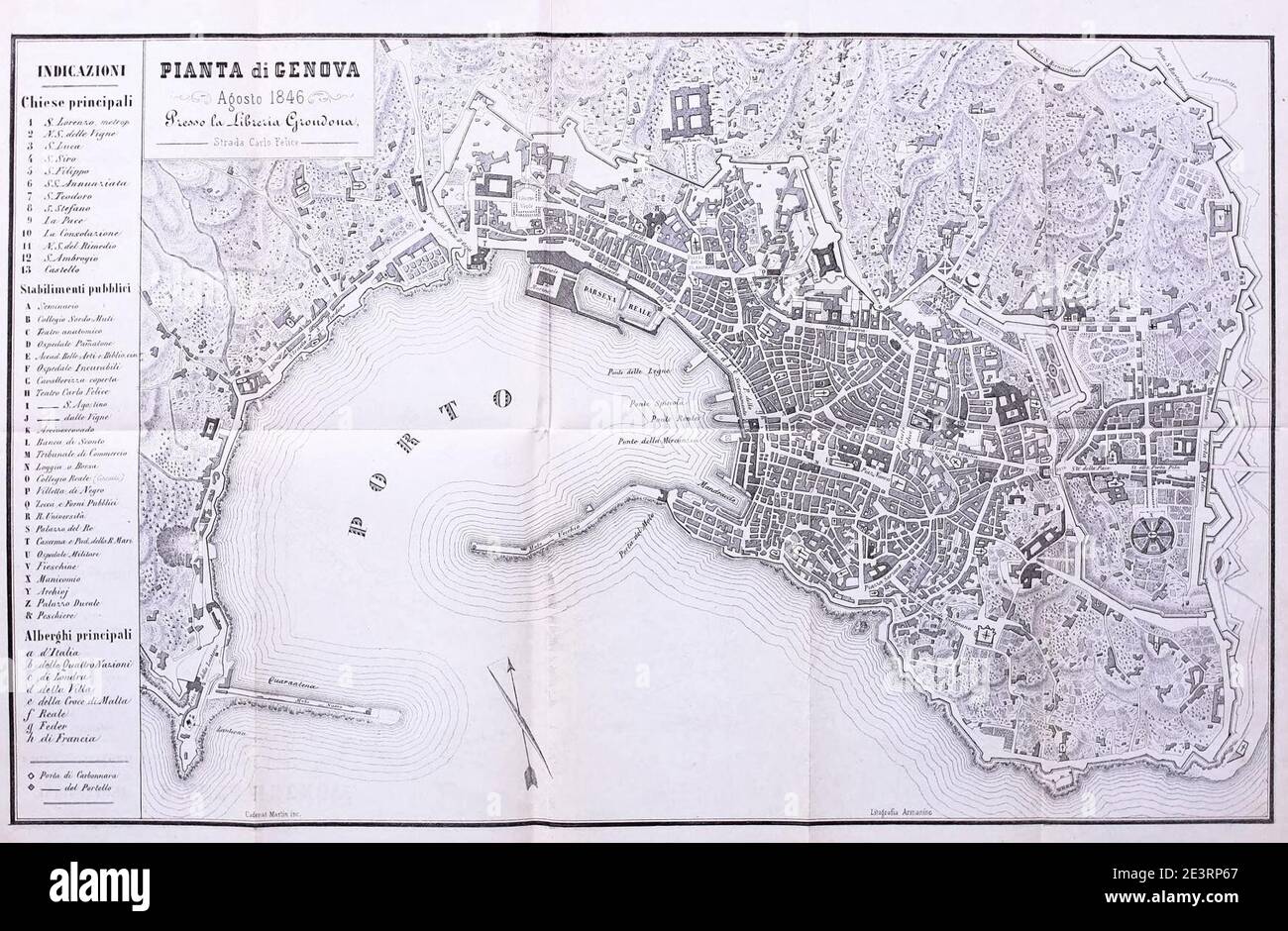Mappa Genova 1846 Stock Photo - Alamy