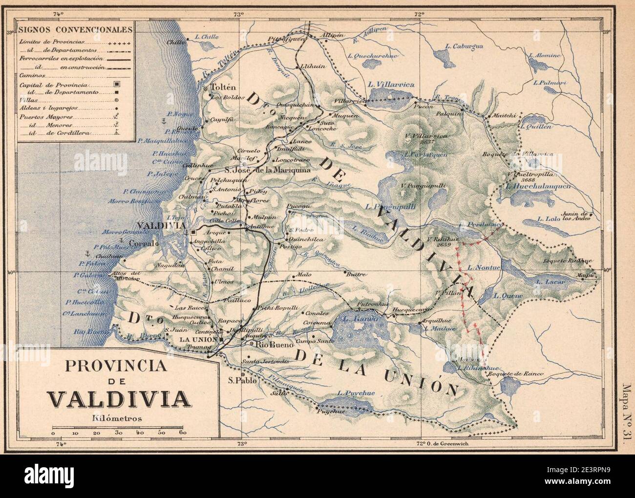 Mapa No. 31. Provincia de Valdivia-7930038 (cropped Stock Photo - Alamy