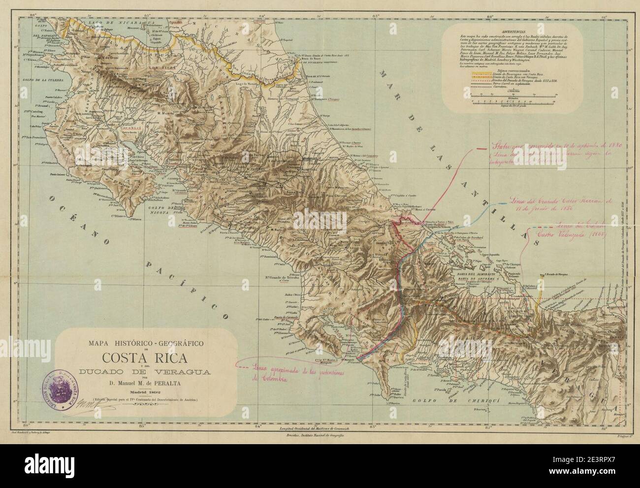 Mapa de costa rica hi-res stock photography and images - Alamy