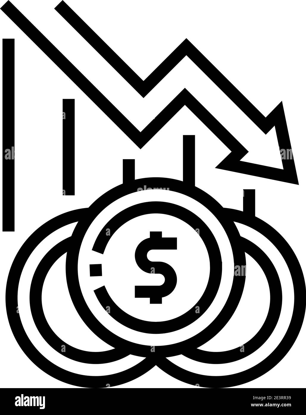 finance lost, poverty problem line icon vector illustration Stock ...